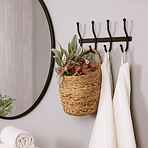 Stratton Home Decor Modern Functional Hook Rack Farmhouse Black Metal Wall Hooks - Smooth Matte Finish