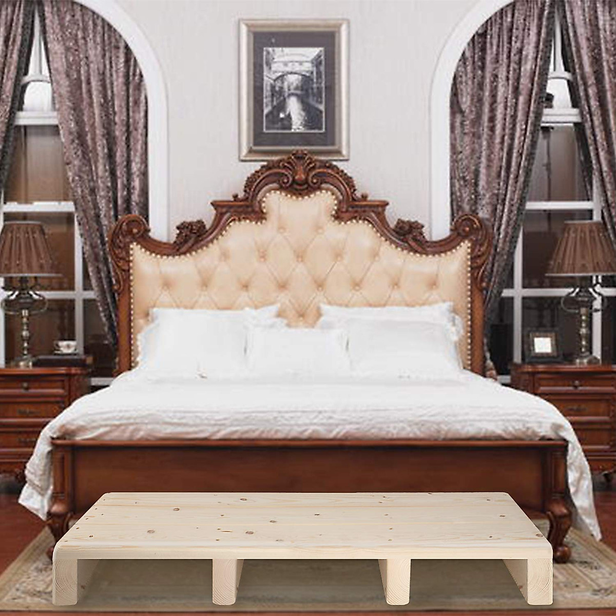 MYOYAY 39 Inch Wooden Platform Step, Hold Up to 400 LBS Solid Wood Step Stool Bedside Foot Stepper Stools Mobility Stepping Stools with Non-Slip Pads Indoor Outdoor Mobility Stepping for Old People