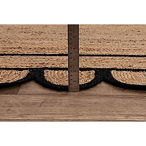 Scalloped Jute Rug 5x7, Seagrass Jute Rug 8x10 for Living Room Area, Jute Runner Rug for Kitchen 2.6x6 ft, Farmhouse Rug & Natural Boho Bath mat 3x5, Entryway Rugs Indoor & Outdoor Jute Rug 9x12