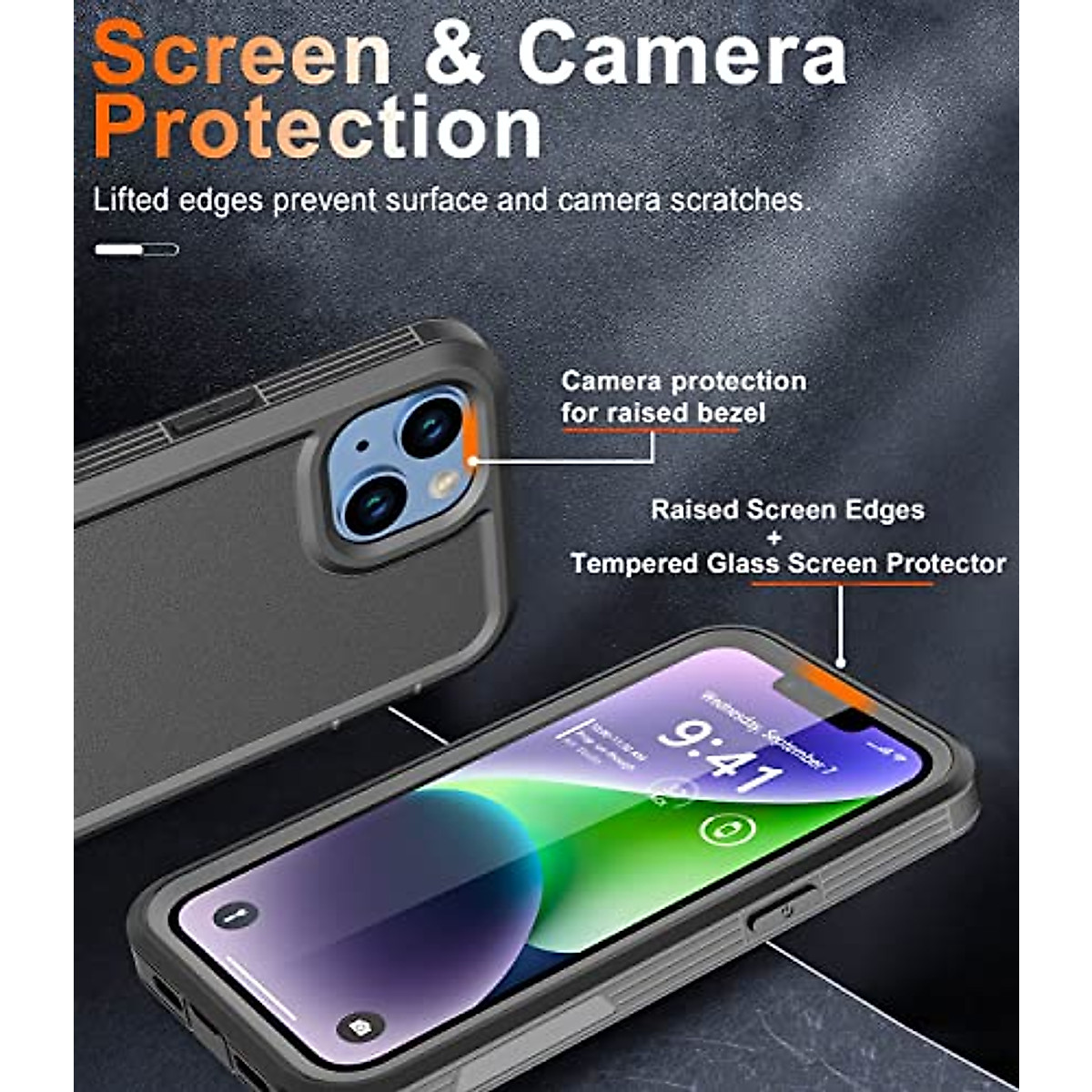 ibelief Designed for iPhone 14 Case, MIL-Grade Drop Tested Phone Case for iPhone 14 6.1'' (Black)