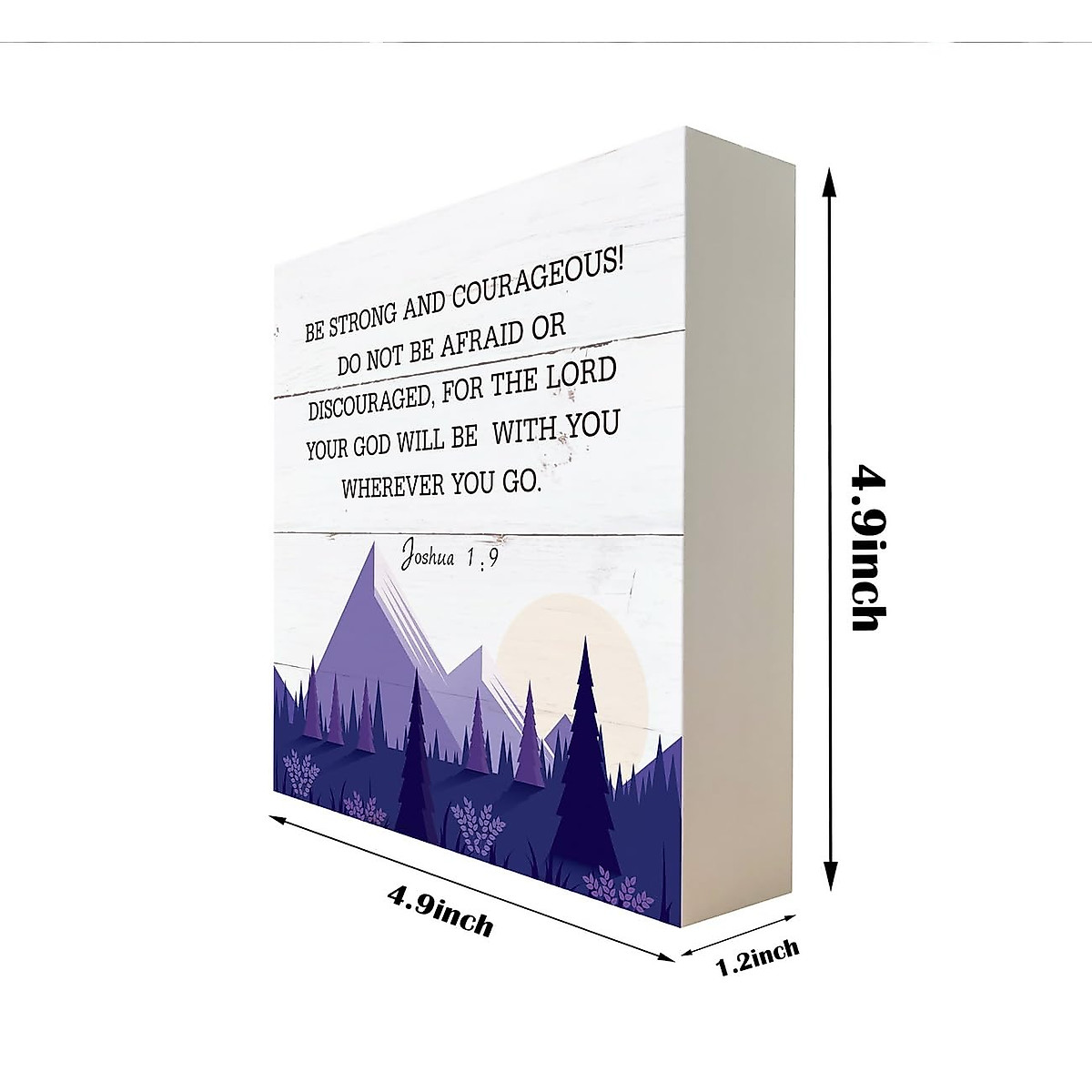 Christian Sign, Scripture Decor, Wooden Box Sign Desk Decor, Decorative Plaques and Signs, Office Table Decor, Encouragement Spiritual Gifts for Women Men, Be Strong and Courageous Sign - Joshua 1:9