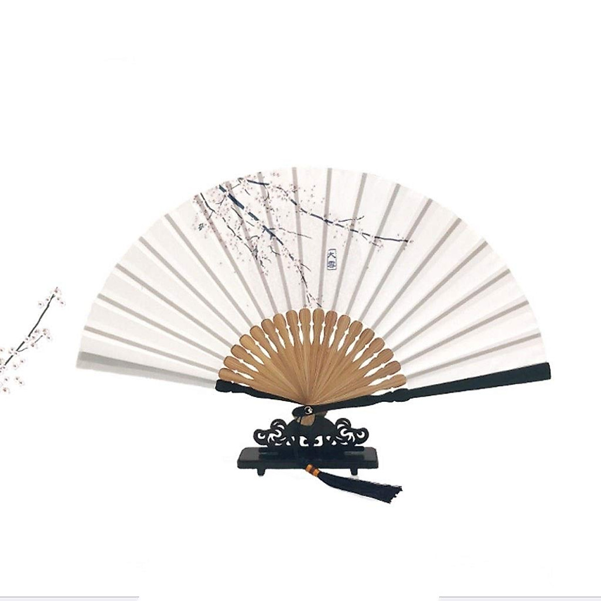 HRANG Hand Fan Folding Fan,Hand-held Fan,Folding Fan Female Classical Bamboo Bone Folding Fan Ancient Wind Tassel Small Fan Women Fans Hand Paper Folding Props Vintage style