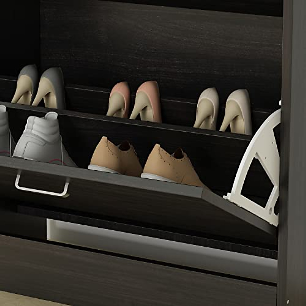 FUFU&GAGA Shoe Cabinet with 2 Flip Drawers for Entryway, Modern Storage Cabinet, Freestanding Rack Organizer (23.6”W x 9.4”D 31.4”H)(Black)