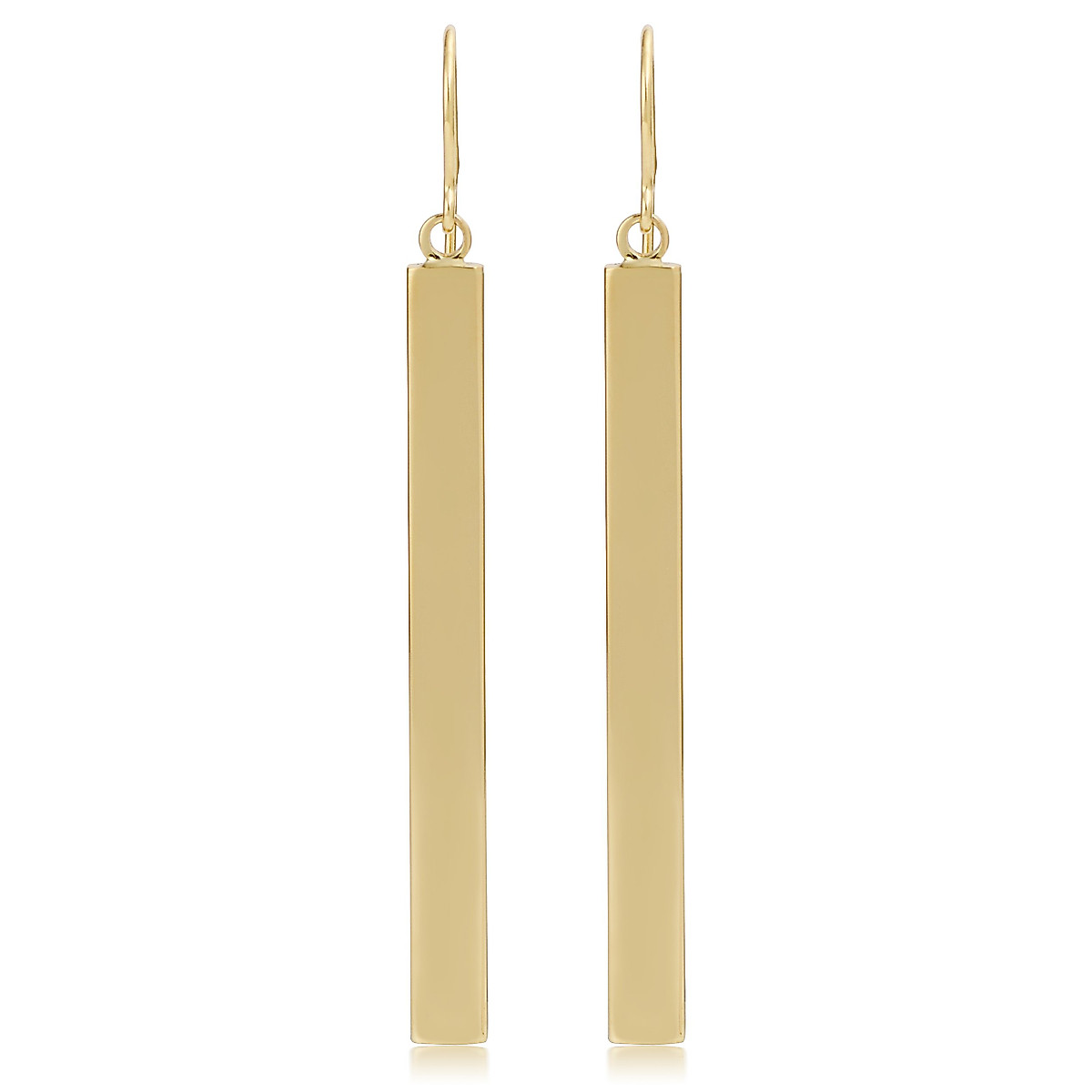 KoolJewelry 14k Yellow Gold High Polish Bar Drop Earrings (4 mm wide x 41 mm long)