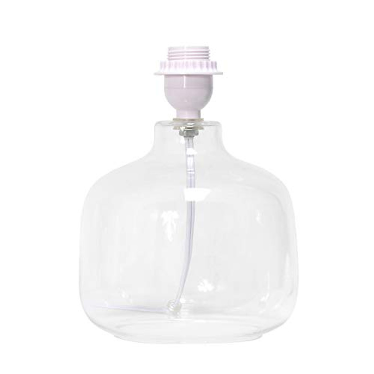 Simple Designs LT2064-CLW Clear Glass Table Lamp with White Fabric Shade