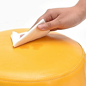 RILOOP Upholstered Footstool Iron Round Foot Stool,Upholstered Ottoman Pu Leather Footrest Changing Shoe Stool for Makeup Dining Room Dressing Chair Shoe Bench Storage Footstool/OliveGreen