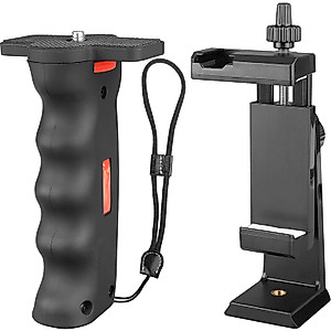 Phone Vlogging Holder,Cell Phone Camera Handle Grip Stabilizer,Ergonomic Phone Video Stabilizer,Handheld Selfie Stick Smartphone Holder with Cold Shoe Mount for Mic/Flash Light,with Wrist Strap