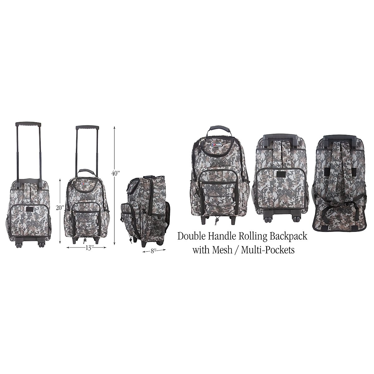 New York XPress Double Handle Rolling Backpack with Mesh/Multi-Pockets (Red)