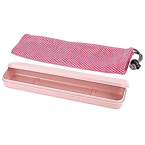 H H&J HUAJIAN Portable Simple Tableware Storage Box and Storage Bag for Knives, Forks, Spoons, Chopsticks, Straws Storage for Travel, Picnic, Camping, Office, School, Bento Box. (pink)