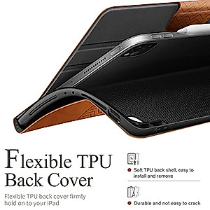 auaua Case for iPad Pro 12.9 6th/5th/4th/3rd Generation 2022/2021/2020/2018, Slim Durable Leather Stand Cover with Pencil Holder, Auto Sleep/Wake (Brown)