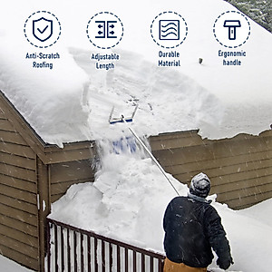Snow Roof Rake - Multi-Function Roof Rakes for Snow Removal with Extended Extension Poles and Fabric Slide Rails, Snow rake That can Quickly Clear Snow from Roofs