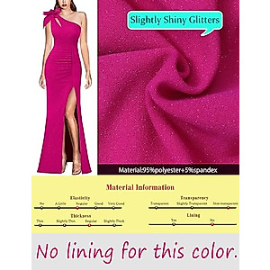 VFSHOW Womens 3D Flower One Shoulder Formal Wedding Guest Prom Maxi Dress 2023 Sexy Cocktail Evening High Slit Cutout Ruched Sparkly Glitter Gown (Hot Pink, Medium) 10513V HPIK M