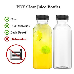 12 Oz Plastic Juice Bottles Empty Clear Containers with Tamper Proof Lids for Juice, Milk and Other Beverage, 4 Pcs