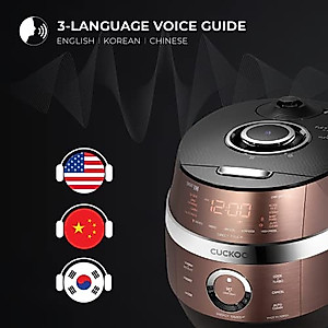CUCKOO CRP-JHSR0609F | 6-Cup (Uncooked) Induction Heating Pressure Rice Cooker | 13 Menu Options, Auto-Clean, Voice Guide, Made in Korea | Copper