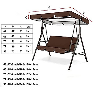 BTURYT Swing Canopy Replacement Cover,Swing Seat Cover,2/3 Seater Outdoor Swing Seat Cover Replacement Top Cover,(top Cover + Chair Cover)