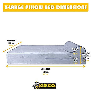 Jumbo Orthopedic Dog Bed - 7-inch Thick Memory Foam Pet Bed with Pillow With Removable Cover & Free Waterproof Liner - For Large Breed Dogs