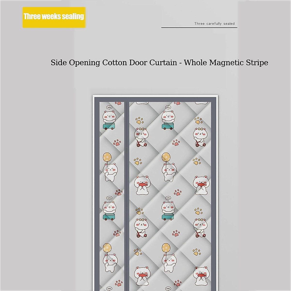 JIXAW Magnetic Thermal Insulated Door Curtain Transparent Thickened Upgraded Thermal Insulated Door Curtain Winter Doorway Oxford Garage Soundproof Blanket for Door,33x80 Inch