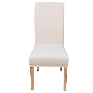 Smiry Velvet Stretch Chair Covers for Dining Room Set of 2, Soft Fit Removable Washable Kitchen Parsons Chair Slipcover Protector, Cream