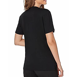 COMENII Scrub Tops for Women, Two Pocket Sporty Quick-Dry Stretch V-Neck Workwear, Anti-Wrinkle Medical Scrubs for Women(Black L)