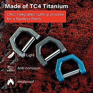 MecArmy Titanium D Shape Key Ring, Key Fob Holder D Ring Keychain with Screw Shackle for Car Keys Purse D Ring Screw Shackle Keychain for Everyday Carry Women Men(Sandblasted Small)