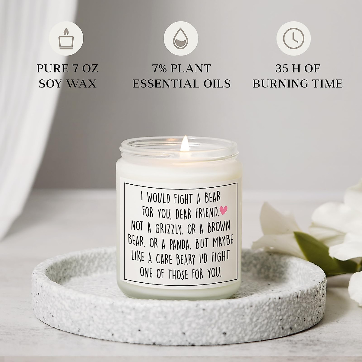 PETALSUN Friend Gifts for Women, Friend Birthday Gifts for Women Friendship - Handmade Lavender Natural Soy Wax Candle (7oz)- Christmas Gifts for Friends, Friendship Gifts for Women Friends