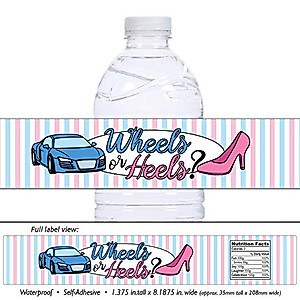 21 Wheels or Heels Waterproof Self-Adhesive Water Bottle Labels