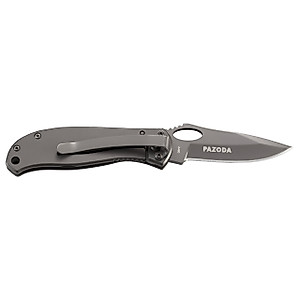 CRKT Pazoda EDC Folding Pocket Knife: Everyday Carry, Gray Ti Nitride Blade, Thumb Slot, Liner Lock, Stainless Handle, Pocket Clip 6480