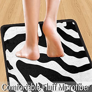 Animal Zebra Print Abstract Kitchen Rug Sets 2 Piece Non-Slip Kitchen Mat Area Rug Long Floor Mat Carpet Pads Doormat for Living Room Indoor Bathroom Entryway Decor, 47x17 inch+29x17 inch