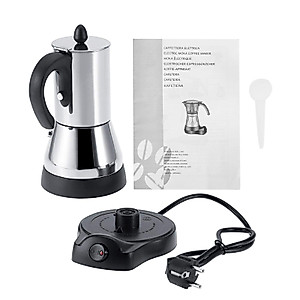 Stovetop Espresso Maker with 3-Layer Design, 200/300ml Electric Stainless Steel Espresso Coffee Mocha Pot Electric Coffee Maker, 360° Rotation Moka Pot for Home Office(300ml)