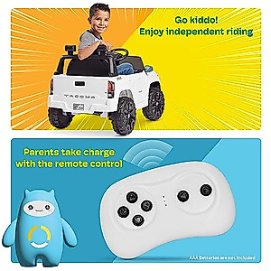 Kidzone 12V Ride on Truck, Battery Powered Licensed Toyota Tacoma Electric Car for Kids, Electric Vehicle Toy with Remote Control, 3 Speeds, MP3, Horn, LED Lights, Suspension System - Pink