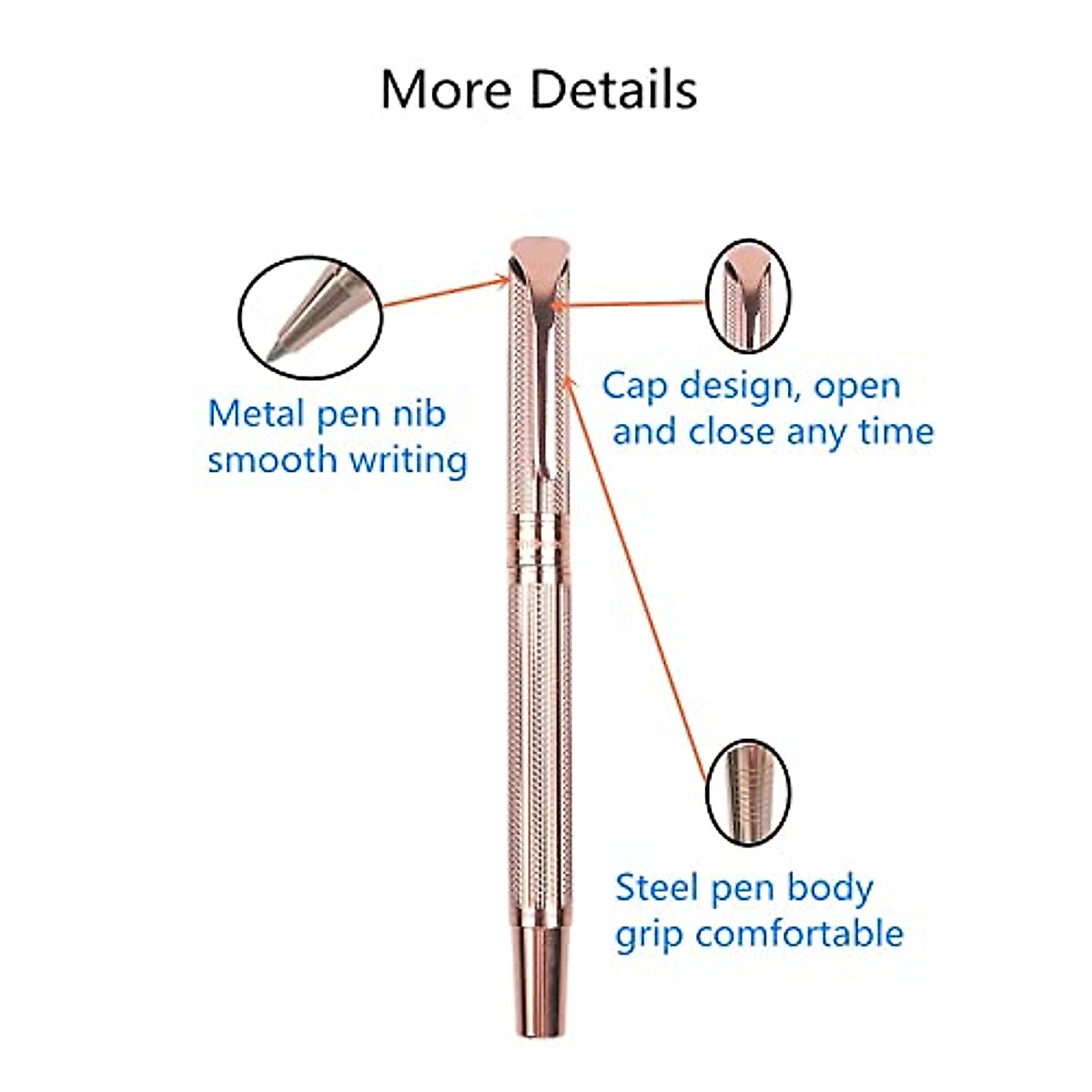 Pemmeed Rollerball Liquid Ink Pens for Women Luxury Box Gel Black Ink Fancy Pen Refillable for Executive Office,Professional,Birthday Nice Pens G5(Rose Gold)