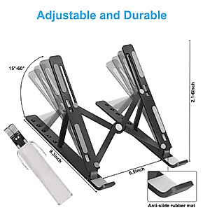 JARLINK Adjustable Laptop Stand, Foldable Aluminum Desktop Laptop Riser Compatible with MacBook Air Pro, HP, Lenovo, Dell, More Tablet (up to 15.6 inches), Black