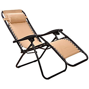 Elevon Adjustable Zero Gravity Lounge Chair Recliners for Patio, Beige, 2-Pack