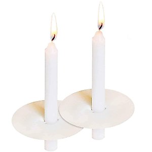 200 Church Candles with Drip Protectors for Devotional Candlelight Vigil Service, Box of 200 Candles, Unscented White 5" H X 1/2" D, No Smoke