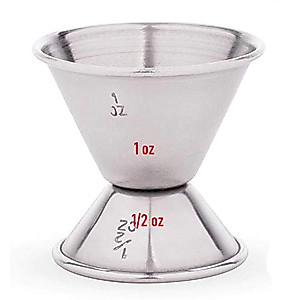 (1-PC- 1/2 & 1 Ounce) Jiggers Double Sided Stainless Steel Portion Control Cocktail Measuring Shot Bar Tool Commercial Grade