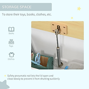 Qaba Toddler Toy Box Storage Bench with Large 27 L Interior, Kids Storage Bench Seat with Storage for Toddler Playroom Furniture, Kids Bedroom Furniture, Toy Organizer and Storage Bin White