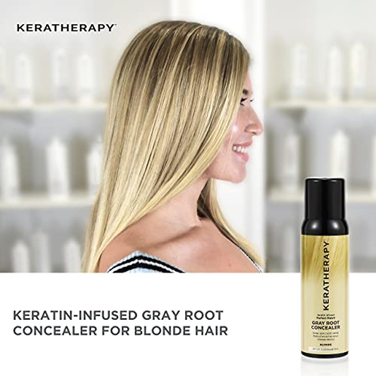 Keratherapy Keratin Infused Perfect Match Gray Root Concealer Spray, Dark Brown, 3 oz, 118 ml - Root Cover Up Spray to Hide Gray Roots - Keratin Therapy Hair Darkening & Temporary Scalp Concealer