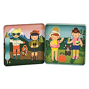 Petit Collage Magnetic Play Set, Little Travelers – Mix & Match Magnetic Game Board, Ideal for Ages 3+ – includes 2 Magnetic Scenes and over 25 Magnet Pieces, Ideal Travel Activity for Kids
