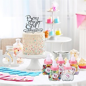 Threlaco 24 Pcs Baby Shower Candy Bottle Bear Candy Bottles 3.15 Inch Pink Shower Favor with Thank You for Showering Stickers Clear Plastic Milk Bottle Baby Shower Party Favor Gifts for Girl