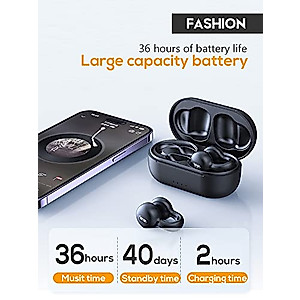 Wireless Ear-Clip Bone Conduction Headphones Bluetooth 5.3, Open Ear Clip on Headphones for Girls,Waterproof Painless Mini Sport Earring Earphone, HiFi Quality/Long Battery Life