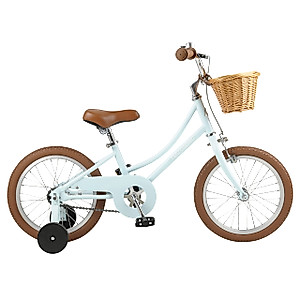 Retrospec Beaumont Mini 16 Inch Kids Bike for 4-6 Year-olds with Training Wheels, Basket and Bell, Cool Mint