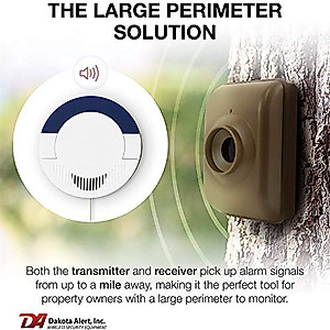 Dakota Alert Long Range Wireless Driveway Motion Detector - DCMA-4000 One Mile Alarm System - Passive Infrared Driveway Alarm Transmitter & Receiver - Outdoor Motion Sensor & Alarms