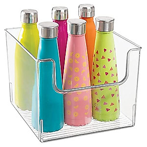 mDesign Modern Plastic Open Front Dip Storage Organizer Bin Basket for Kitchen Organization - Shelf, Cubby, Cabinet, Cupboard, and Pantry Organizing Decor - Ligne Collection - 4 Pack - Clear