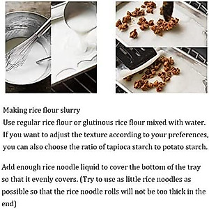 DAREV Electric Cantonese Rice Noodle Rolls Machine, 2 Layer Stainless Steel Steamed Vermicelli Roll Steamer with 3 Steameing Tray