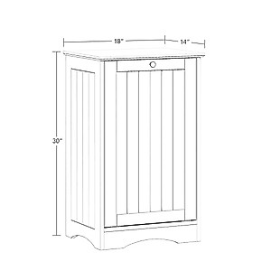 RiverRidge Ashland Tilt Out Laundry Hamper with Beadboard Design - Spacious Top Shelf, Removable Cloth Bag & Silver Knob - White Laundry Cabinet for Towels & Clothes Storage - Laundry Room Cabinets