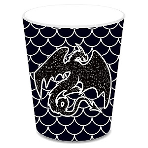 116 Pcs Black Dragon Birthday Party Supplies Tableware Set Paper Plates Dessert Plate Napkins Cups Forks Kit for Dragon Theme Party Supplies Dragon Fantasy Party Supplie,16 Guest