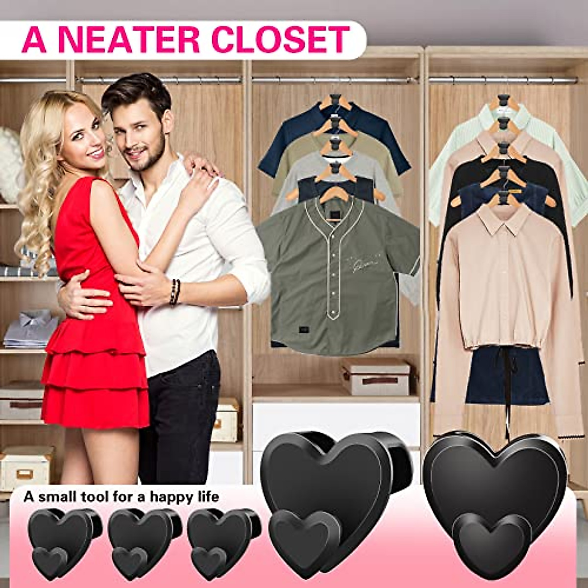 18 Pcs Space Saving Hanger Hooks, Clothes Hanger Connector Hooks, Heavy Duty Cascading Hanger Hooks for Organizer Closet, Fits All Hangers