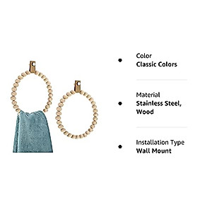 Sieral 2 Pieces Boho Towel Rack Rustic Handmade Wood Ring Wooden Hand Stand Wall Mounted Farmhouse Holder Decorative Decor for Bathroom Kitchen Wall, about 19 cm/ 7.48 inches