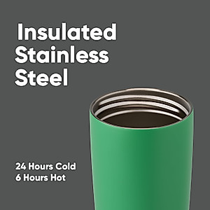 Owala SmoothSip Slider Insulated Stainless Steel Coffee Tumbler, Reusable Iced Coffee Cup, Hot Coffee Travel Mug, BPA Free 20 oz, Grey/Green (Sour Apple)