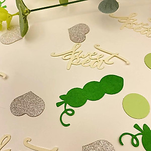 100PCS Sweet Pea Baby Shower Table Confetti - Green Happy Little Sweet Pe Decorations for Greenery Theme Birthday Party Bridal Baby Shower Party Wedding Gift Circle Dots Decor